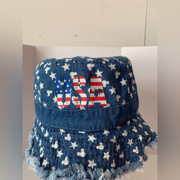 Disney | Accessories | Disney Store Usa Denim Wwhite Stars Bucket Hat ...